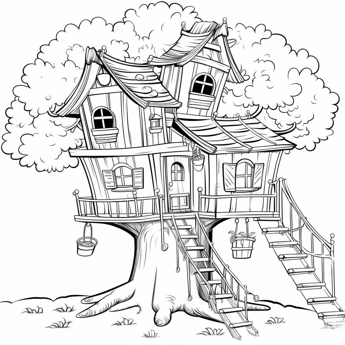 20 Tree House Kids Colouring Pages, Amazing Patterns, Kids Colouring ...