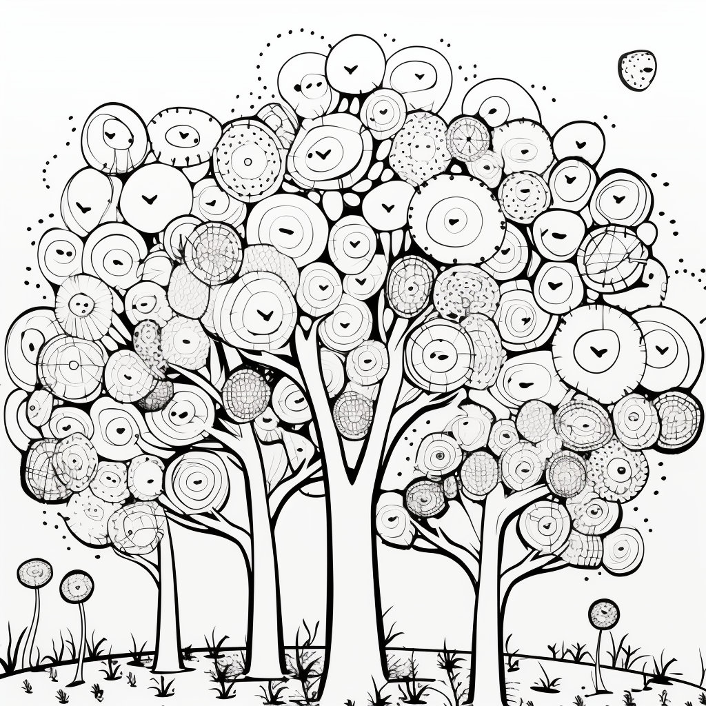 20 Trees Kids Colouring Pages, Amazing Patterns, Kids Colouring Book ...