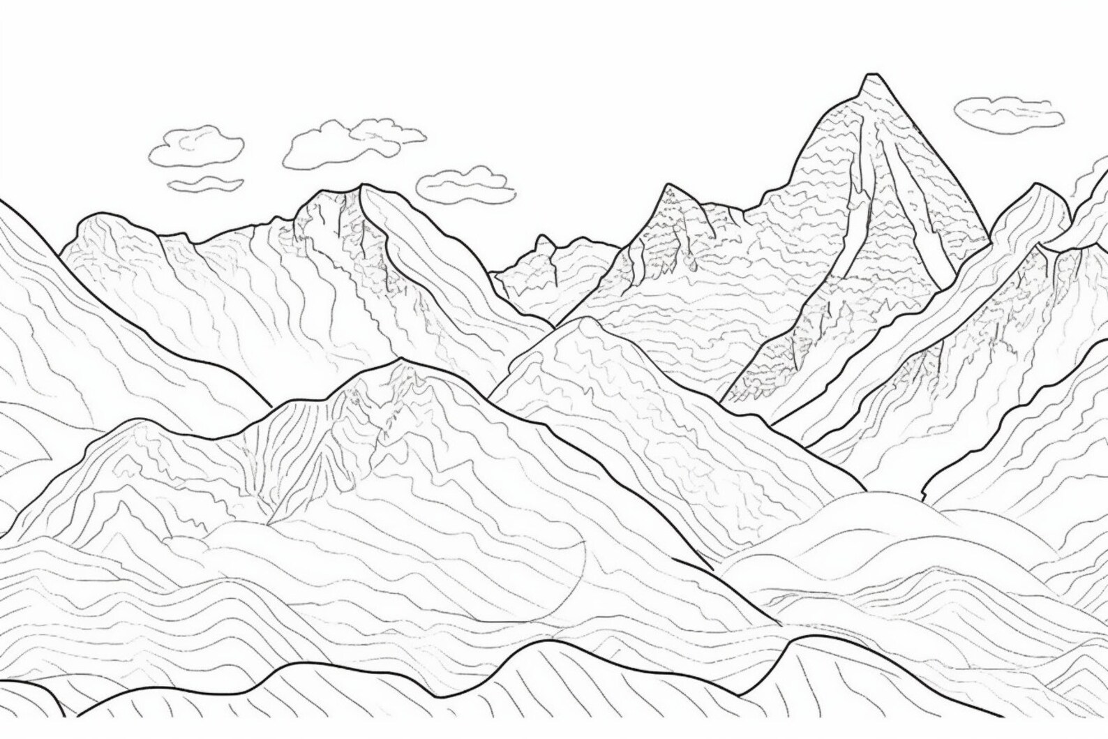 30 Mountain Ranges Colouring Pages, Amazing Patterns, Adult Colouring ...