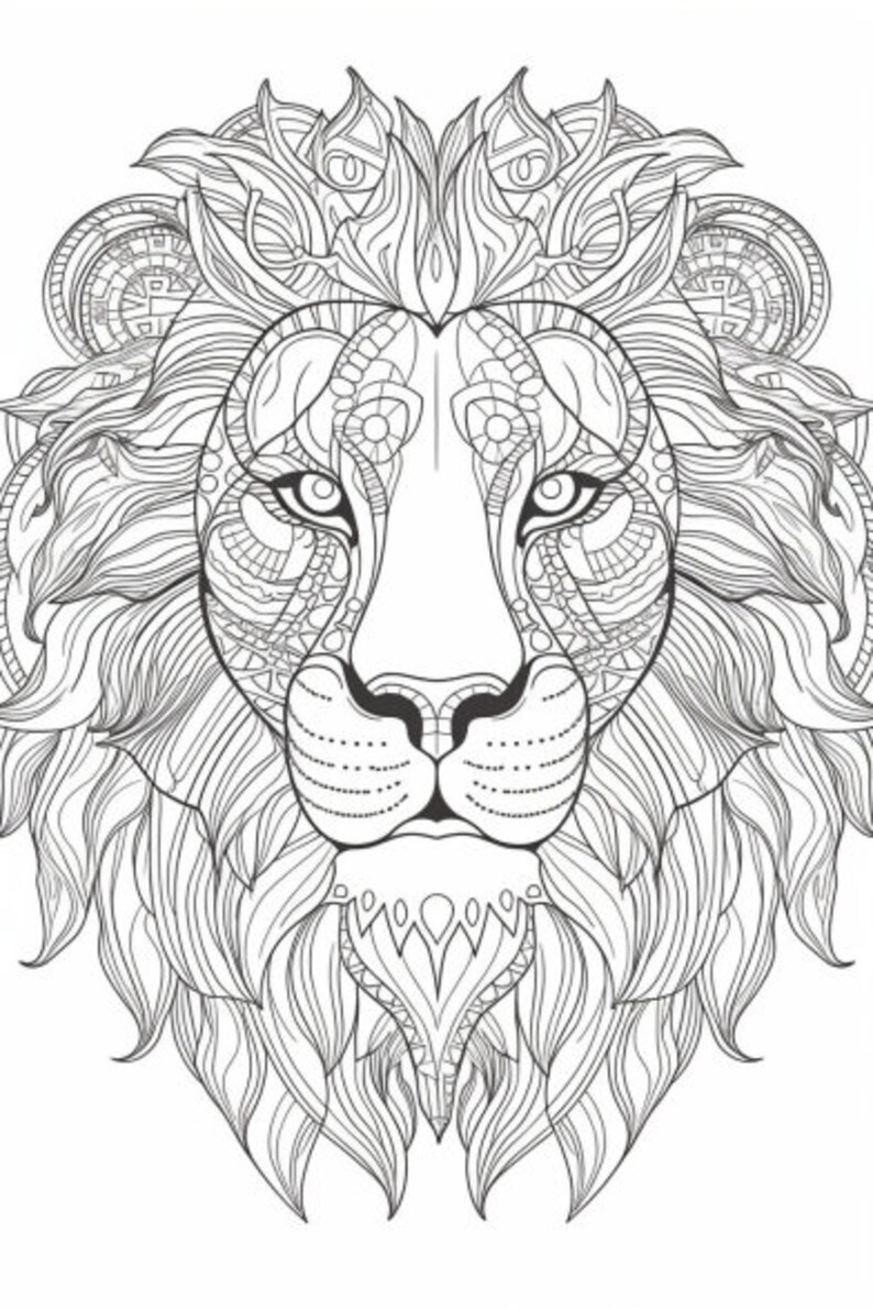 30 Lion Colouring Pages, Amazing Patterns, Adult Colouring Book ...