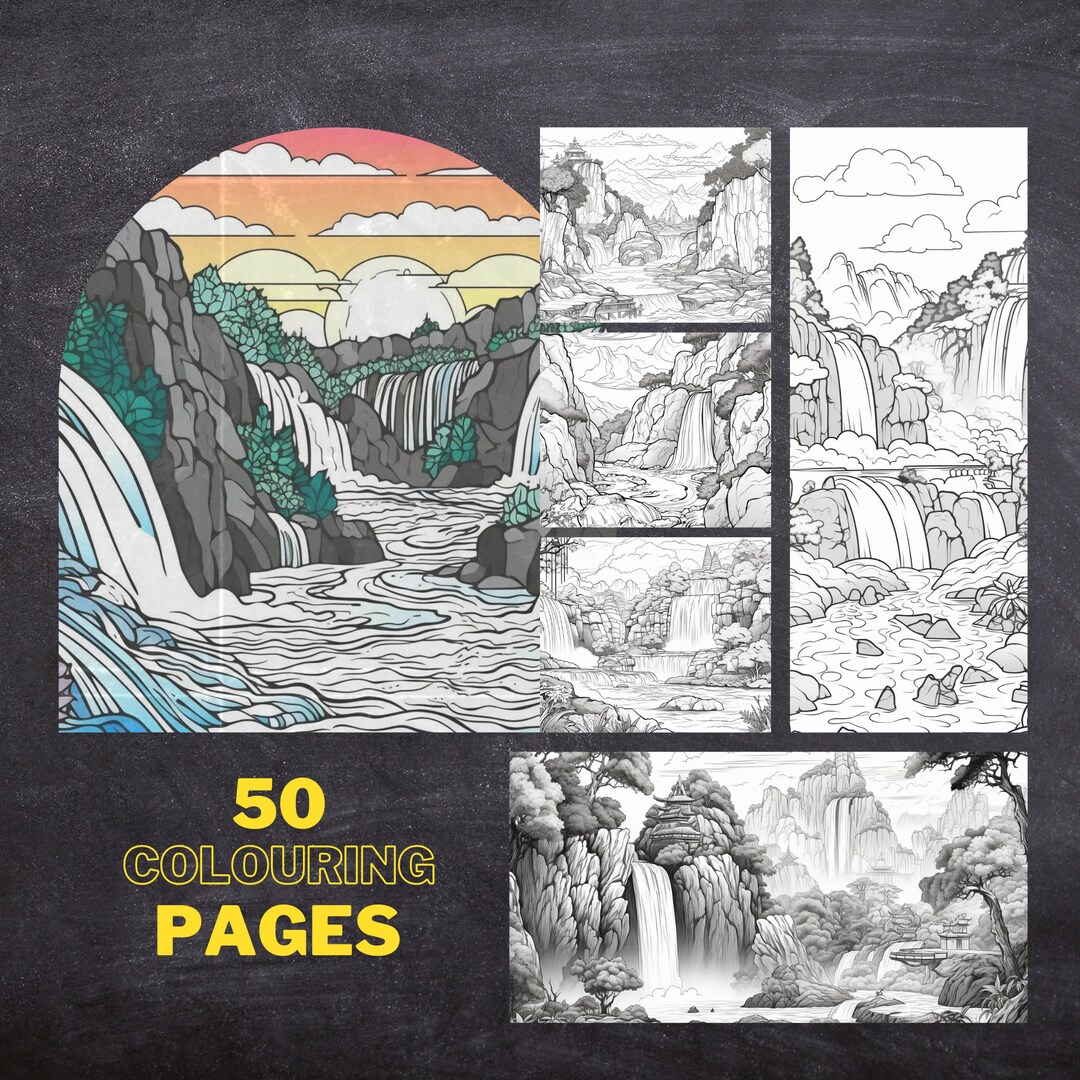 Libro para colorear de paisajes, paisajes relajantes, 50 páginas para ...