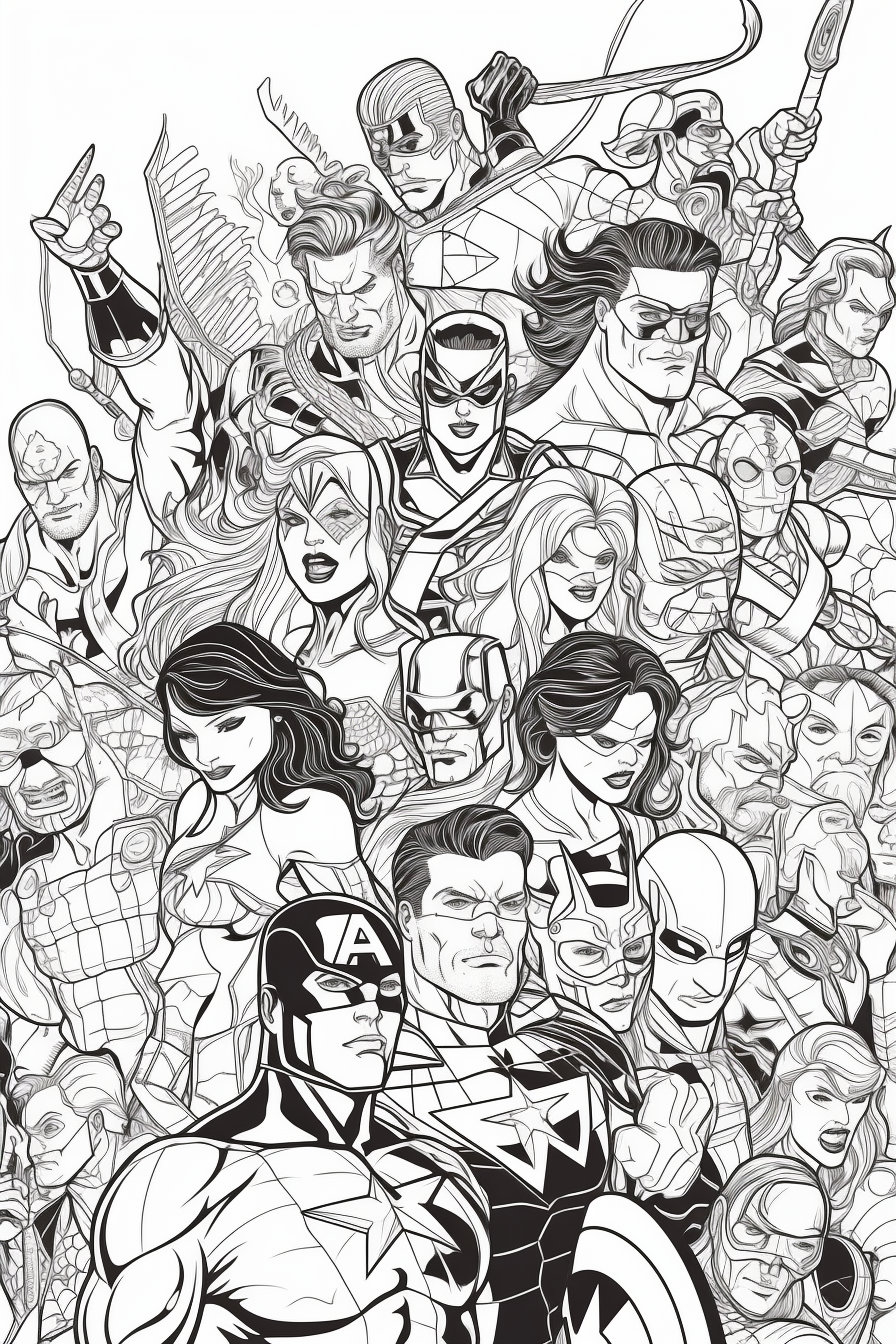 50 Super Hero Colouring Pages, Amazing Patterns, Adult Colouring Book ...