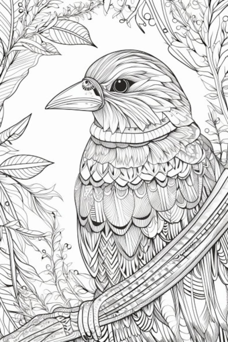 50 Birds Colouring Pages, Amazing Patterns, Adult Colouring Book ...