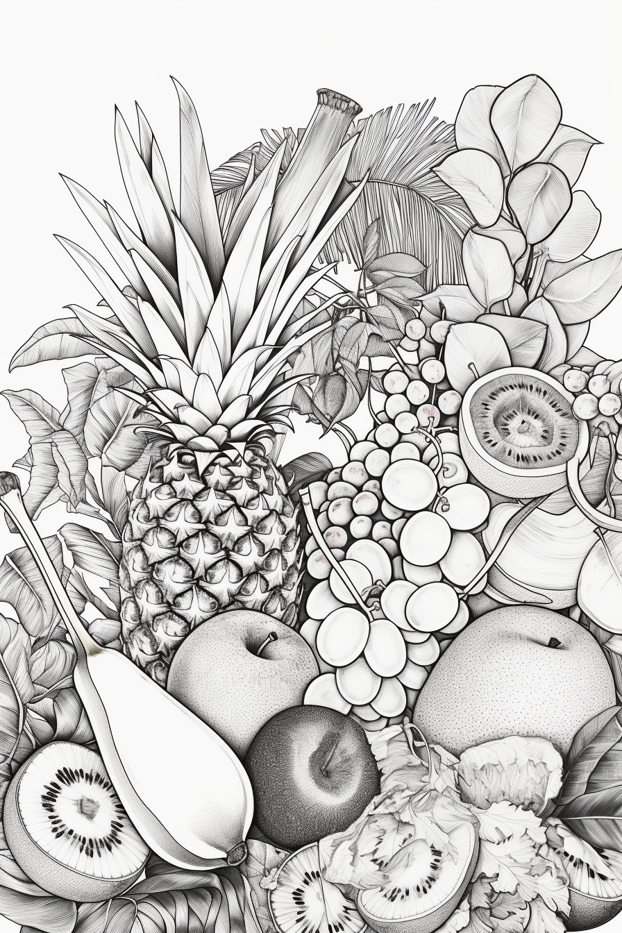 50 Fruit Colouring Pages for Adults, Amazing Patterns for Stress Relief ...