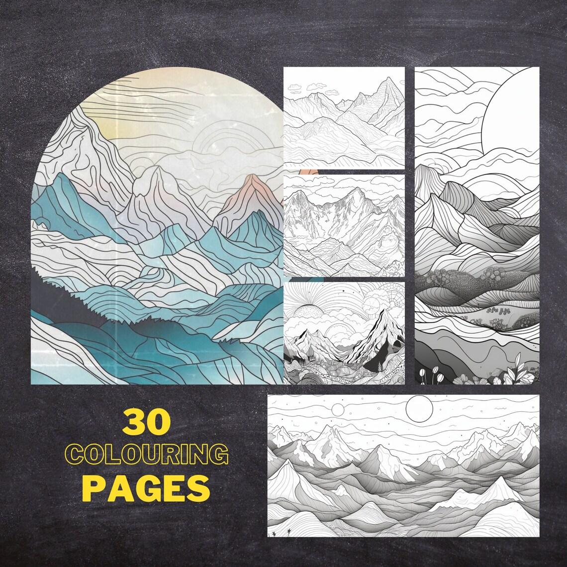 30 Mountain Ranges Colouring Pages, Amazing Patterns, Adult Colouring ...