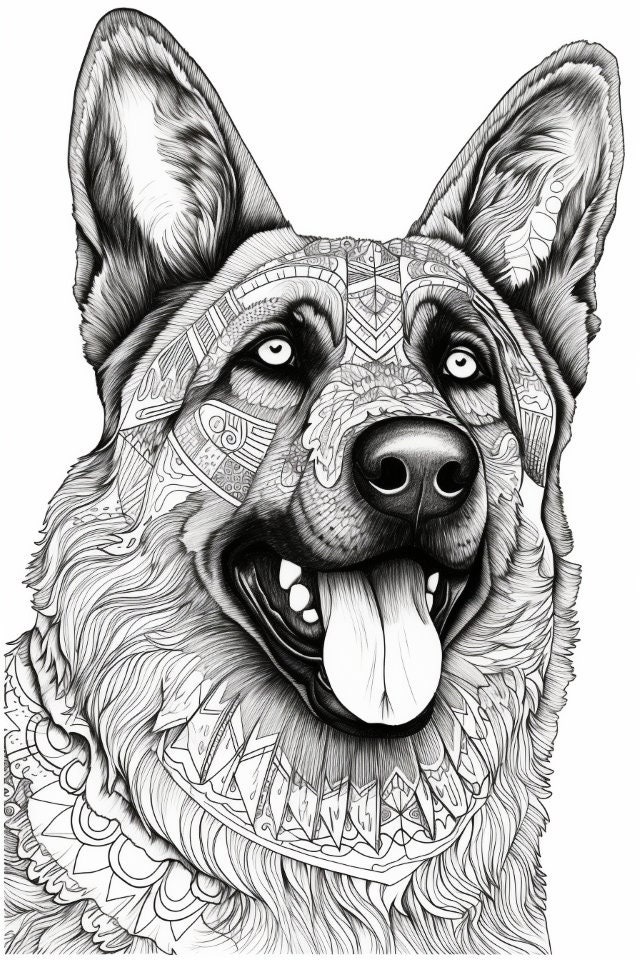 100 German Shepherd Mandala Colouring Page, Amazing Patterns, Adult ...