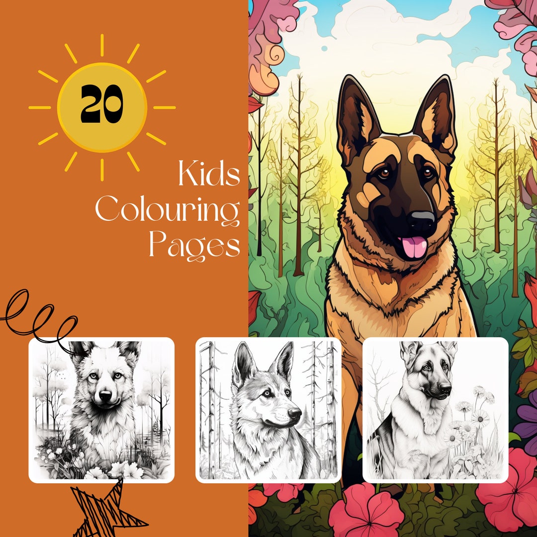 20 German Shepherd Kids Colouring Pages, Amazing Patterns, Kids ...