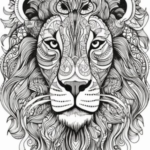 30 Lion Colouring Pages, Amazing Patterns, Adult Colouring Book ...