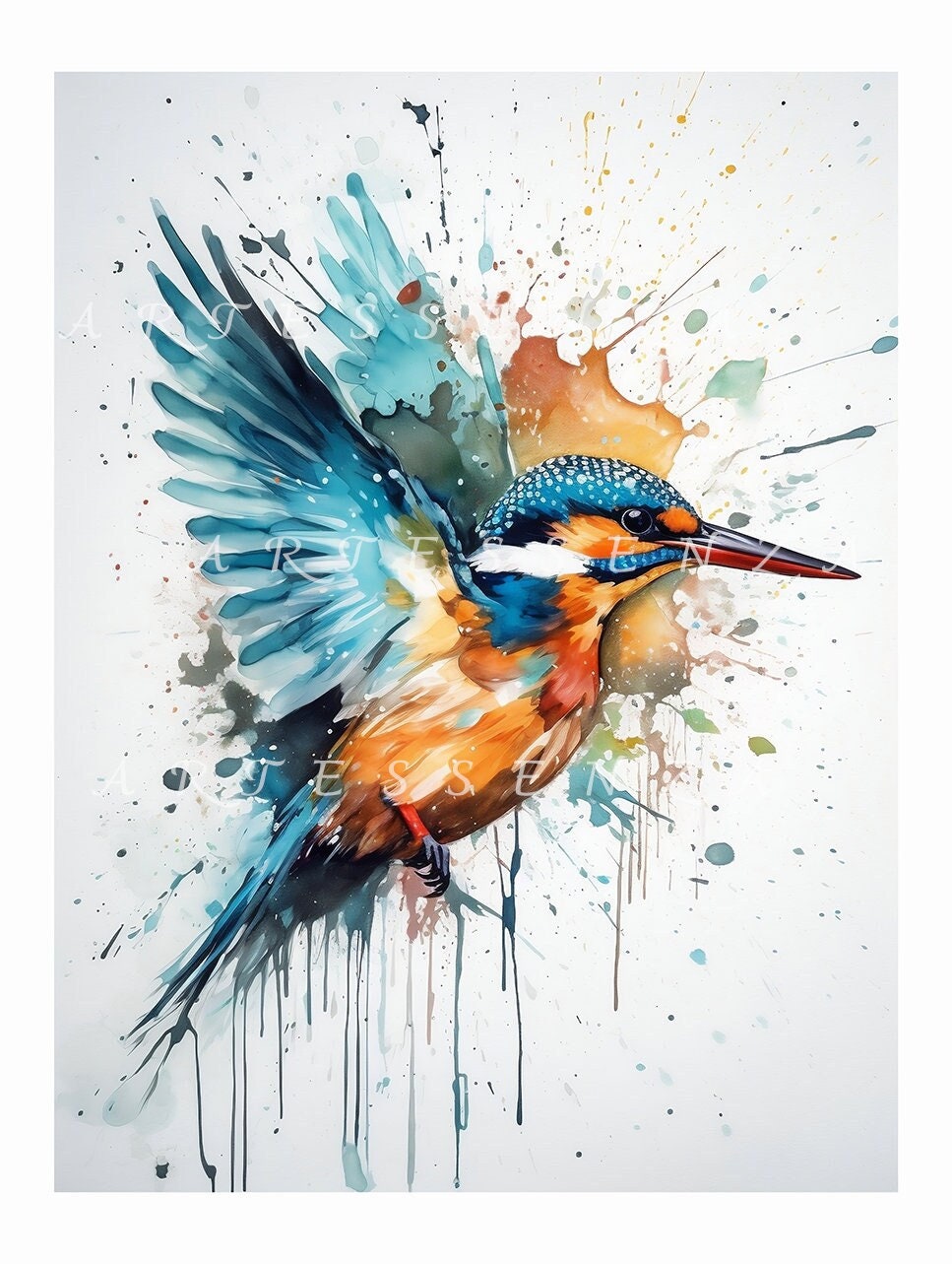 Kingfisher Watercolor Style Artwork, Instant Digital Download. - Etsy