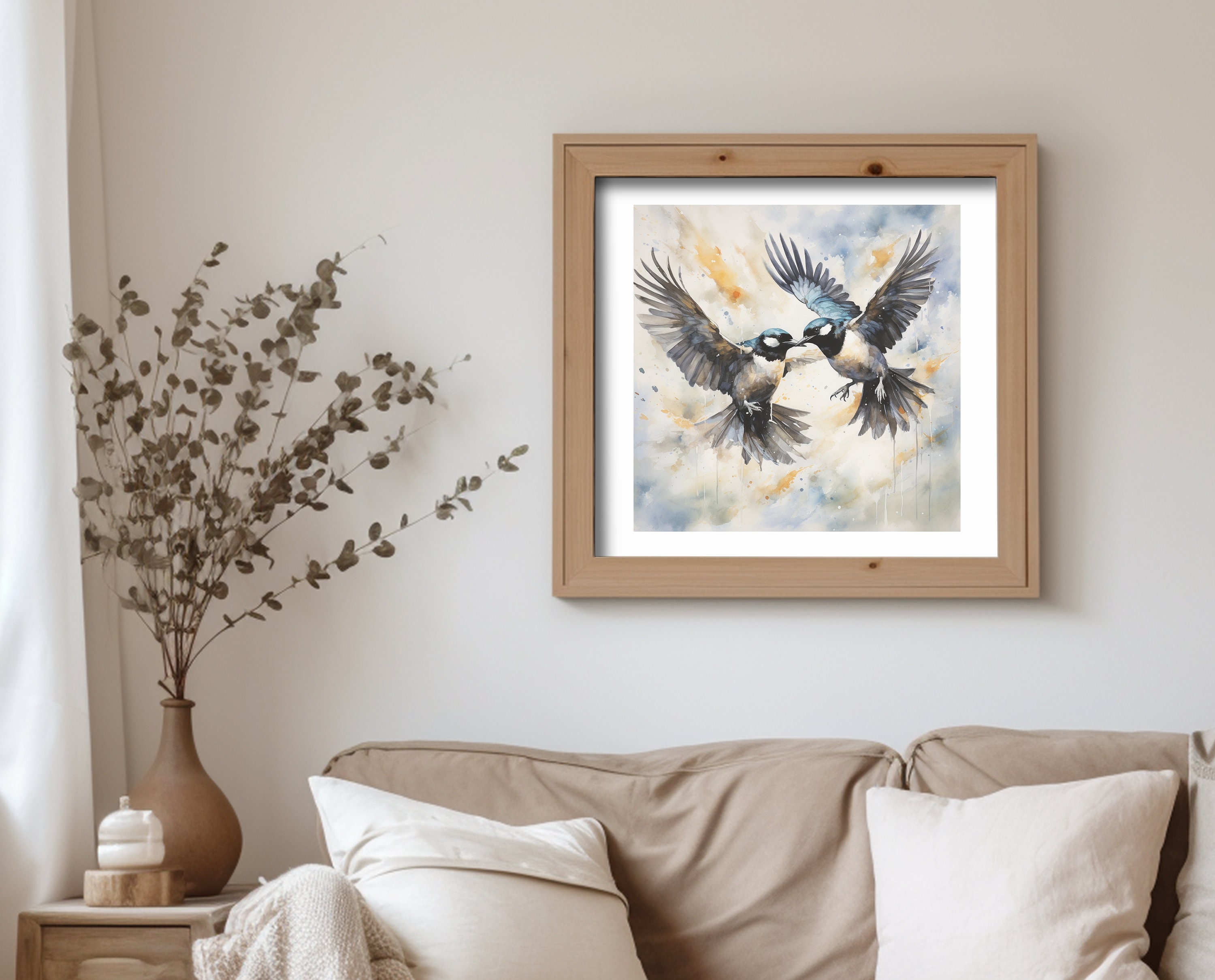 Two for Joy - Magpie Watercolor, Instant Digital Download, Magpie ...
