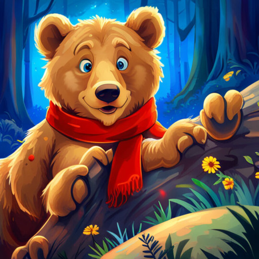 Bubby the Bear's Enchanted Forest Adventure: A Whimsical Canvas Art ...