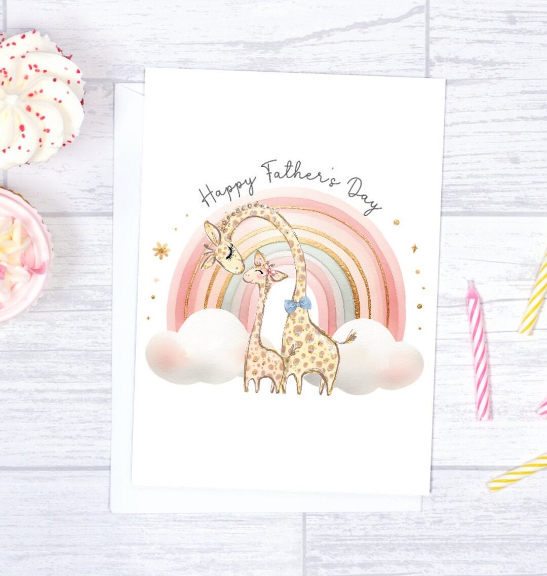 Fathers Day Card/happy Fathers Day Card/ Giraffe Fathers Day Card ...