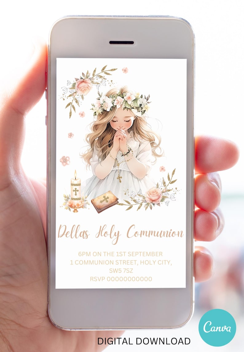 Girls First Holy Communion Personalised Digital Printable Holy ...