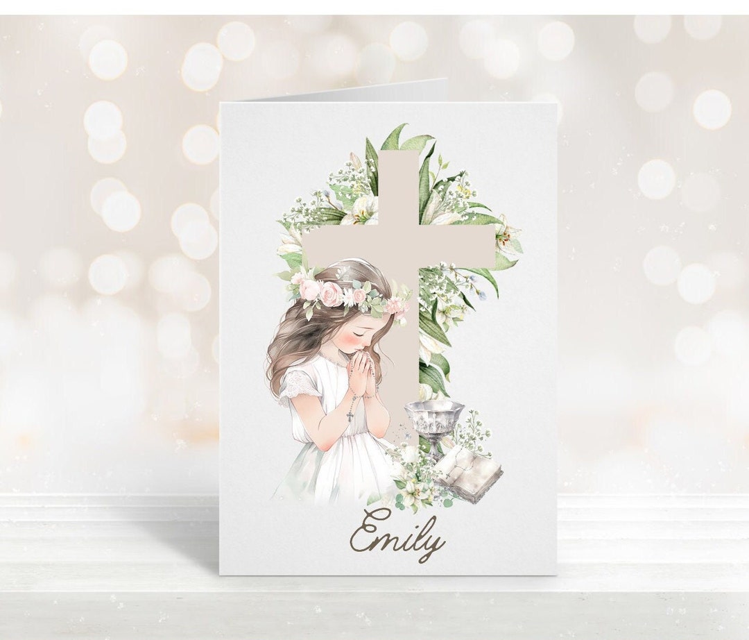 Girls First Holy Communion Cards/girls Personalised Card/girls ...