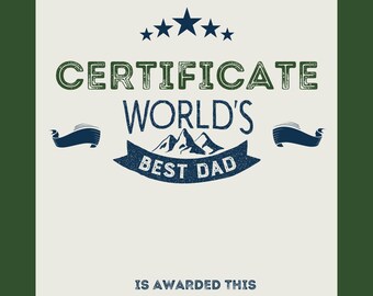 World's Best Dad Certificate Father's Day Certificate Instant Download ...