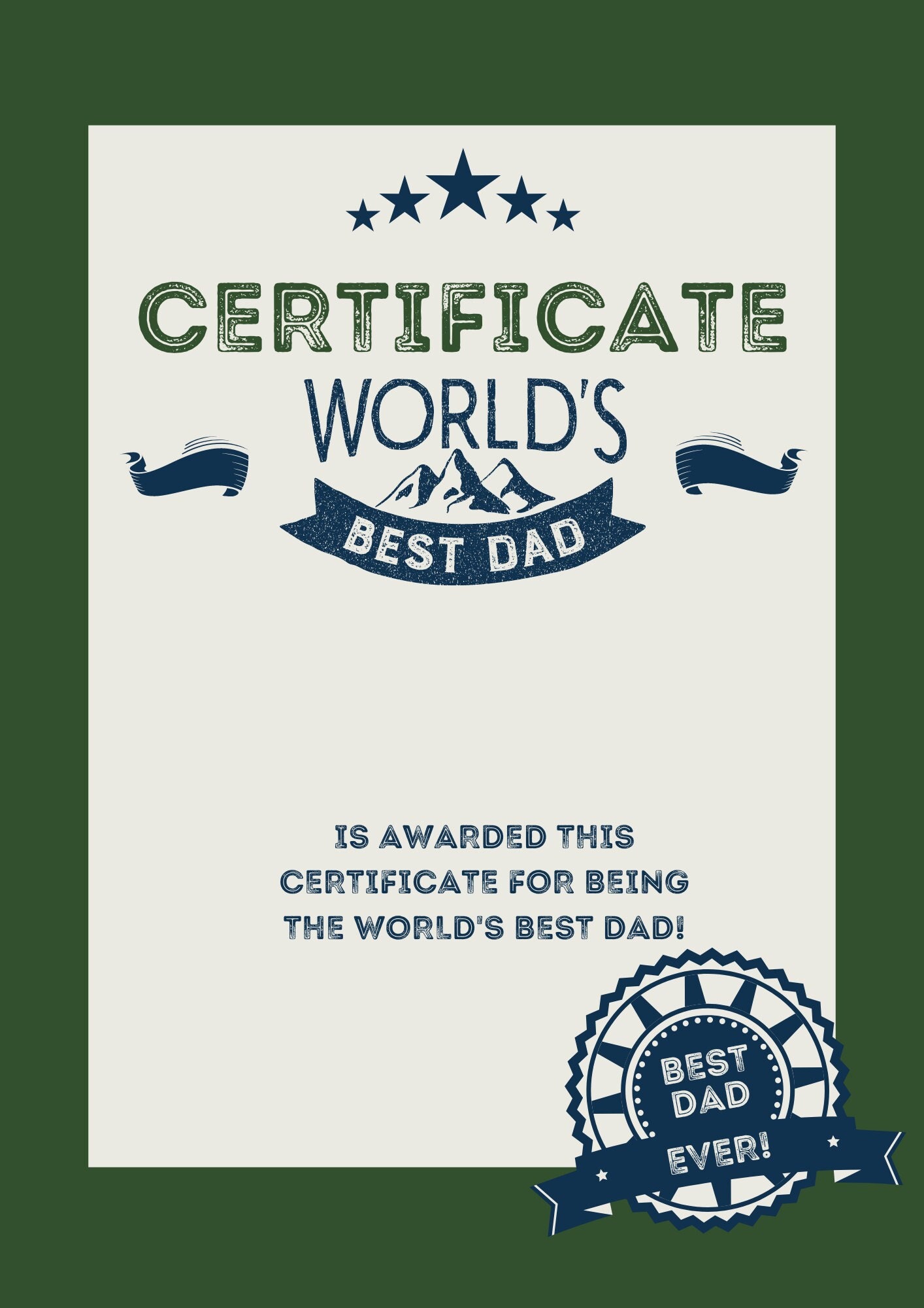 World Best Dad Certificate - Etsy