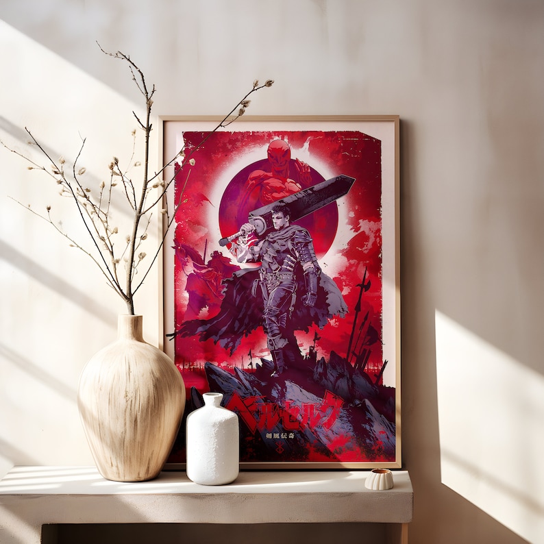 Berserk Posters, Manga Art, Anime Wall Print, Minimalist Painting, Guts ...