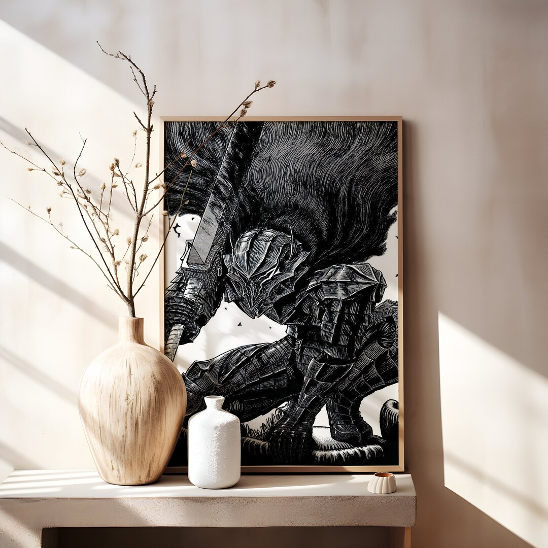 Berserk Posters, Manga Art, Anime Wall Print, Minimalist Painting, Guts ...