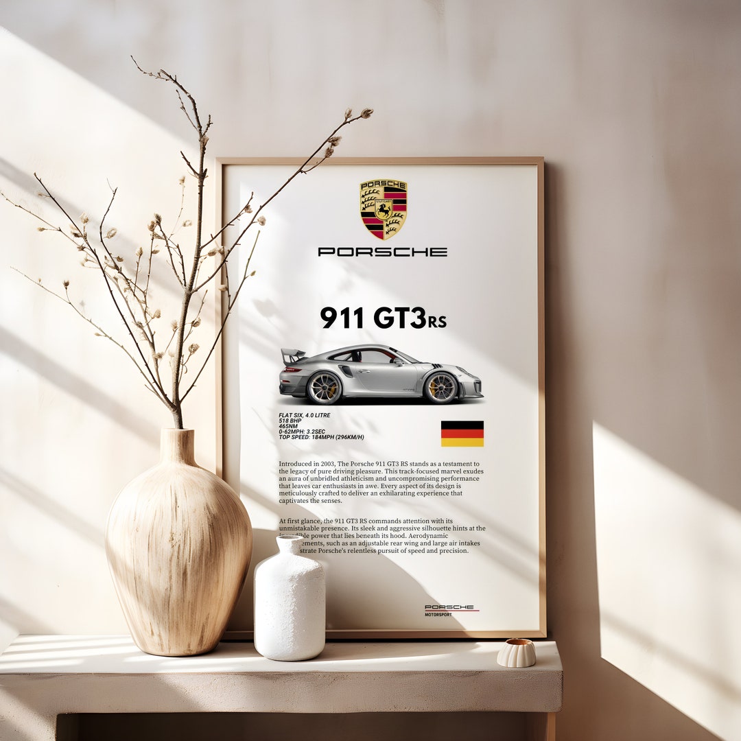 Porsche 911 Gt3rs Poster, Vintage Porsche Print, Vintage Porsche Wall ...