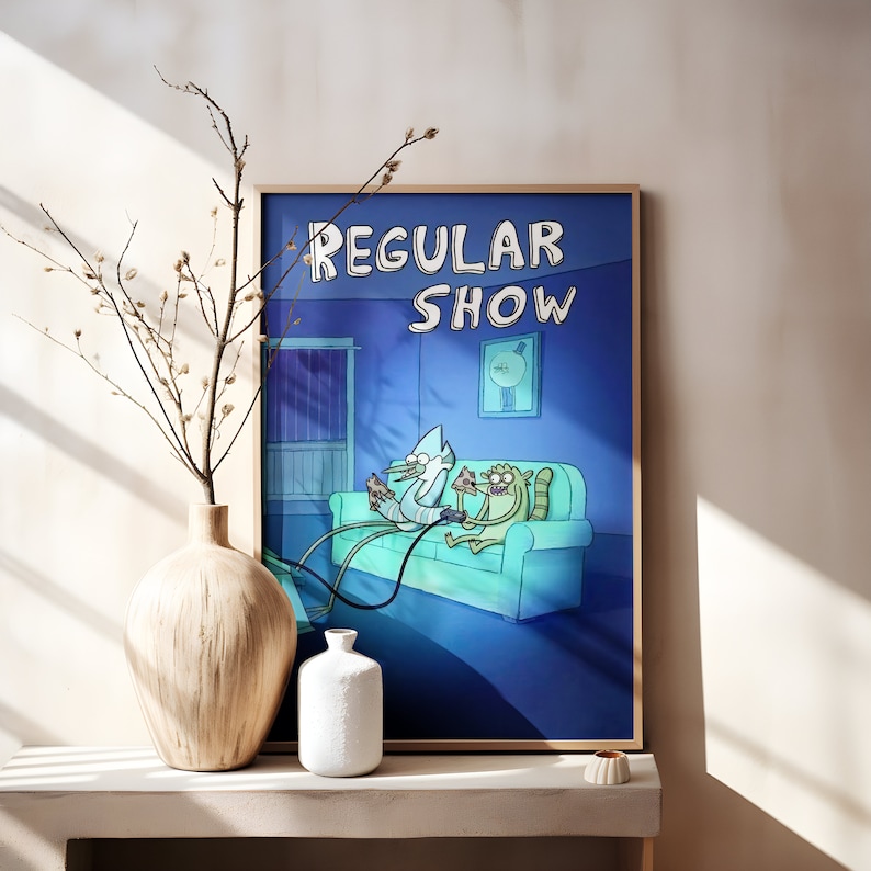 Regular Show Poster: Retro Mordecai & Rigby Art Print - Etsy