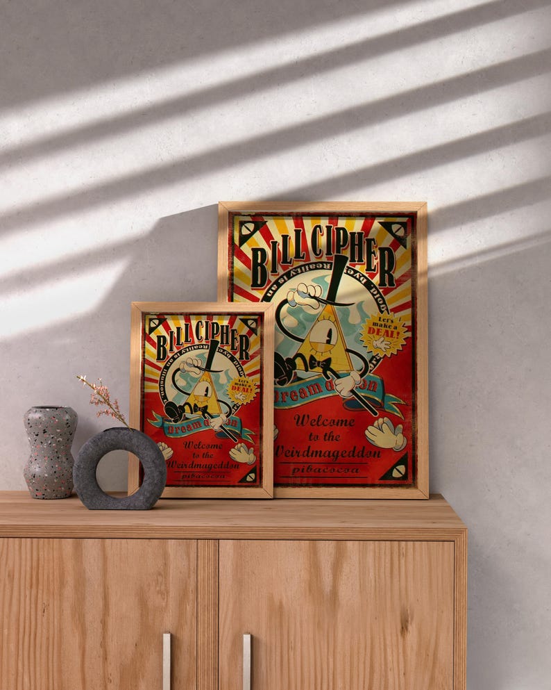 Bill Cipher Weirdmageddon Poster, Gravity Falls Poster, Vintage Poster ...