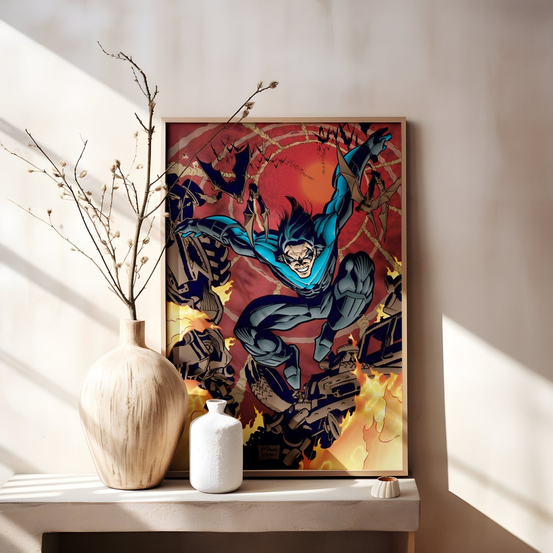 Nightwing Guardian of the Shadows Poster, Nightwing Art Poster, DC ...