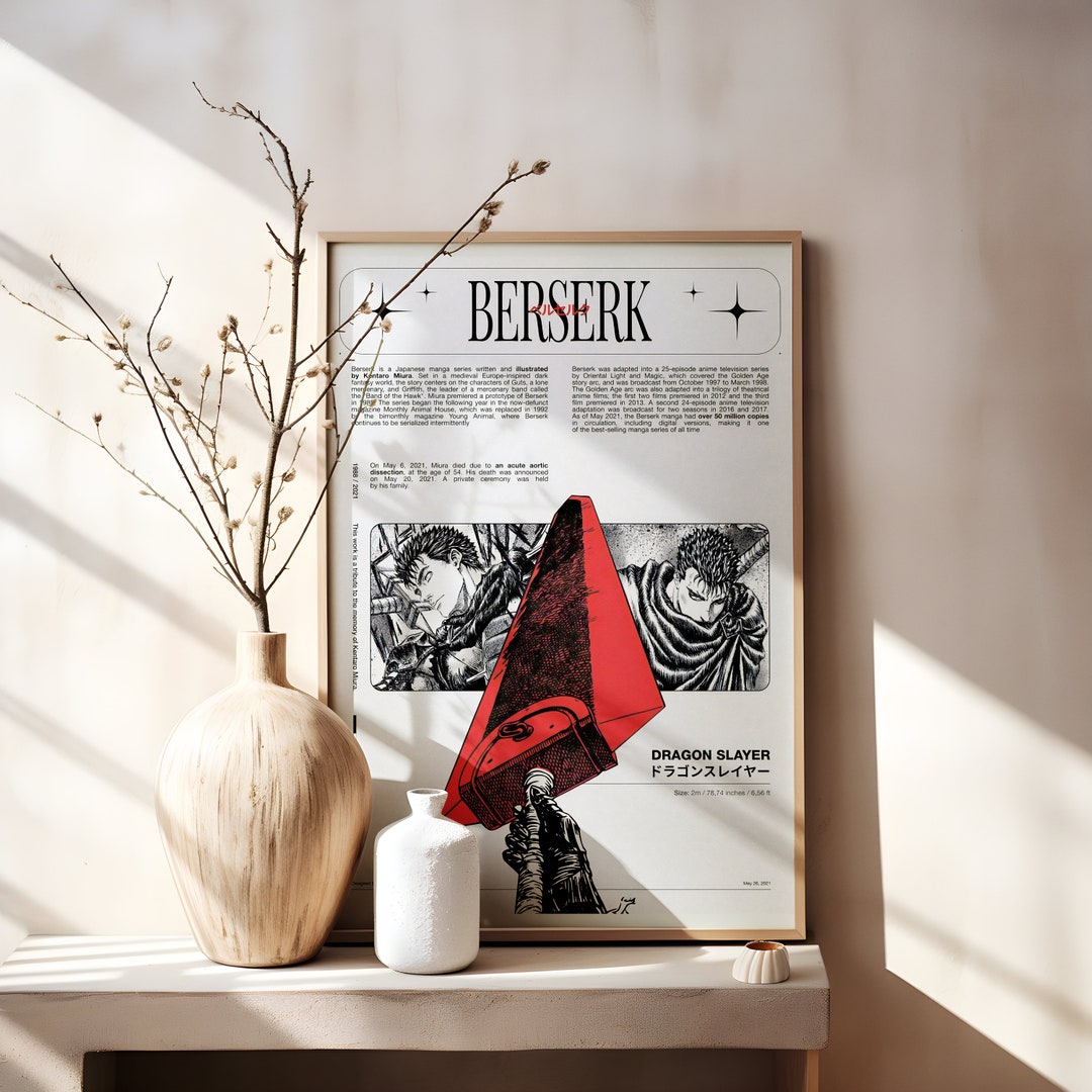 Berserk Posters, Manga Art, Anime Wall Print, Minimalist Painting, Guts ...