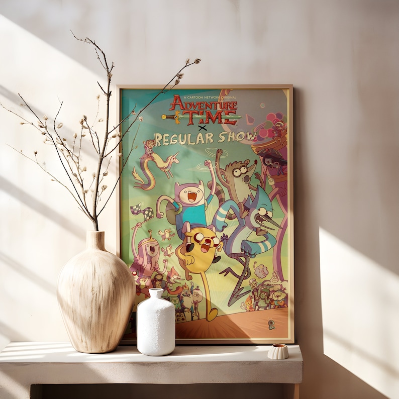 Adventure Time X Regular Show Crossover Poster: Animated Series Art - Etsy