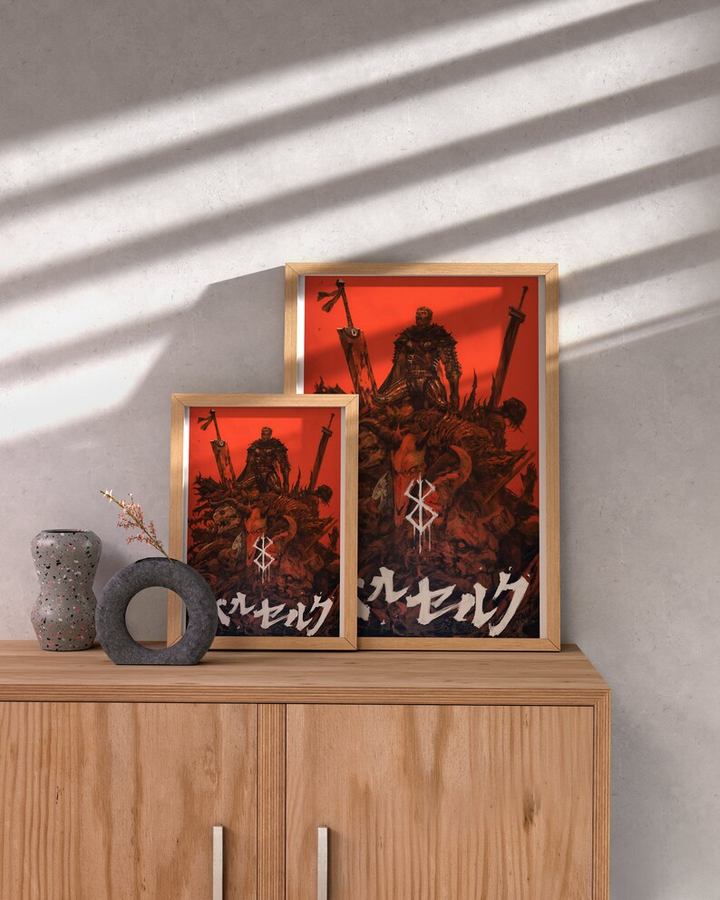 Berserk Posters, Manga Art, Anime Wall Print, Minimalist Painting, Guts ...