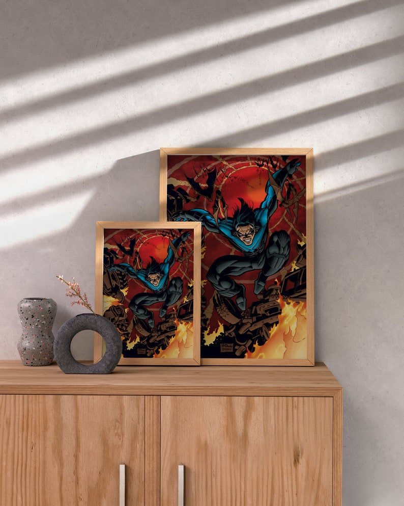 Nightwing Guardian of the Shadows Poster, Nightwing Art Poster, DC ...