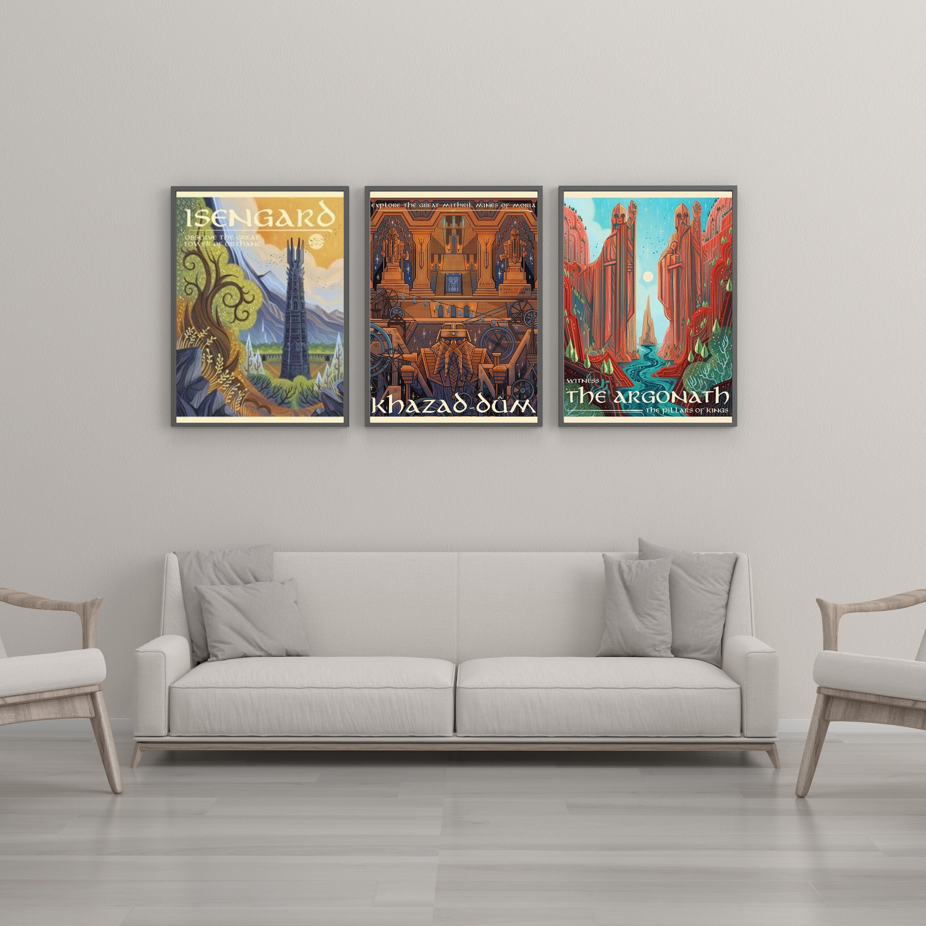 Lord of the Rings Poster Set, LOTR Middle Earth, Rings of Power, Lord ...