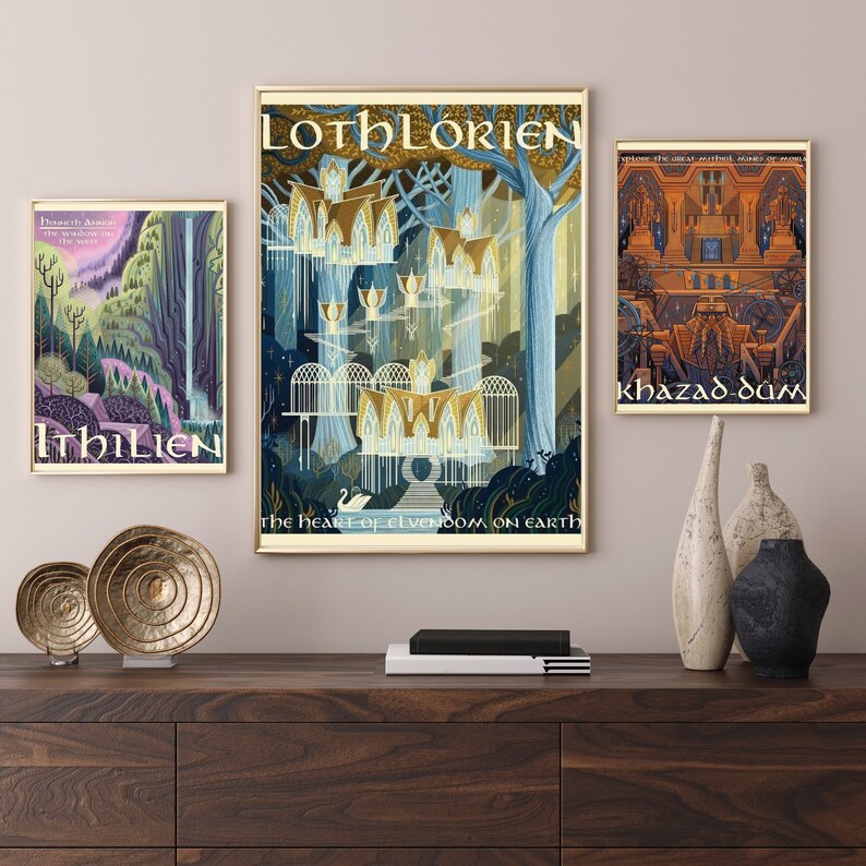 Lord of the Rings Poster Set, LOTR Middle Earth, Rings of Power, Lord ...