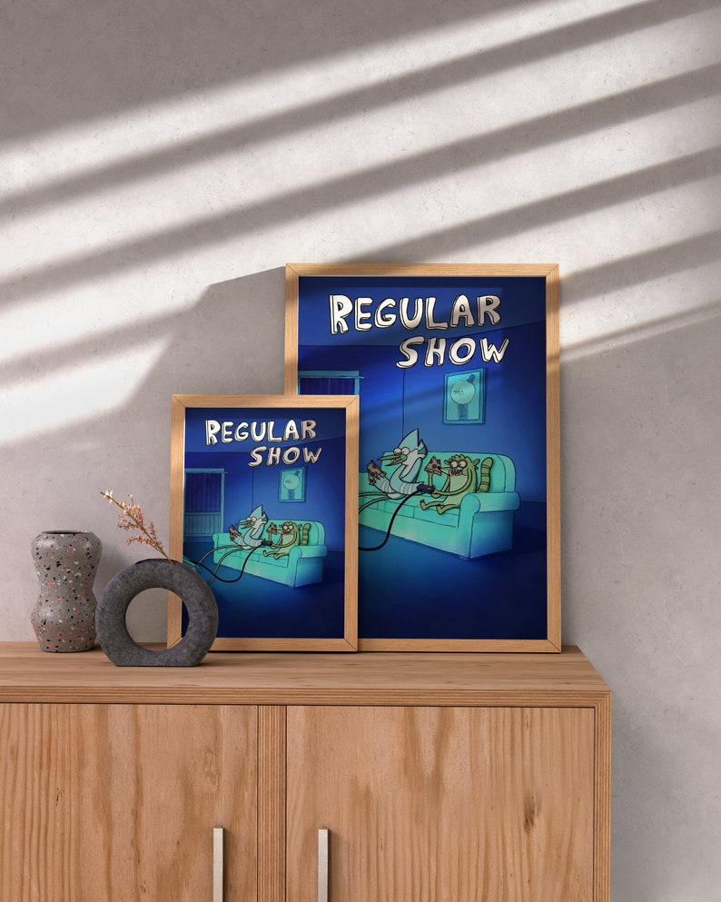 Regular Show Poster: Retro Mordecai & Rigby Art Print - Etsy