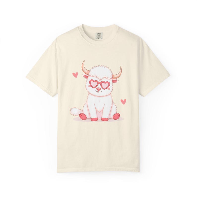 Valentine Yak Illustration T-shirt | Heart Shaped Sunglasses, Pink ...