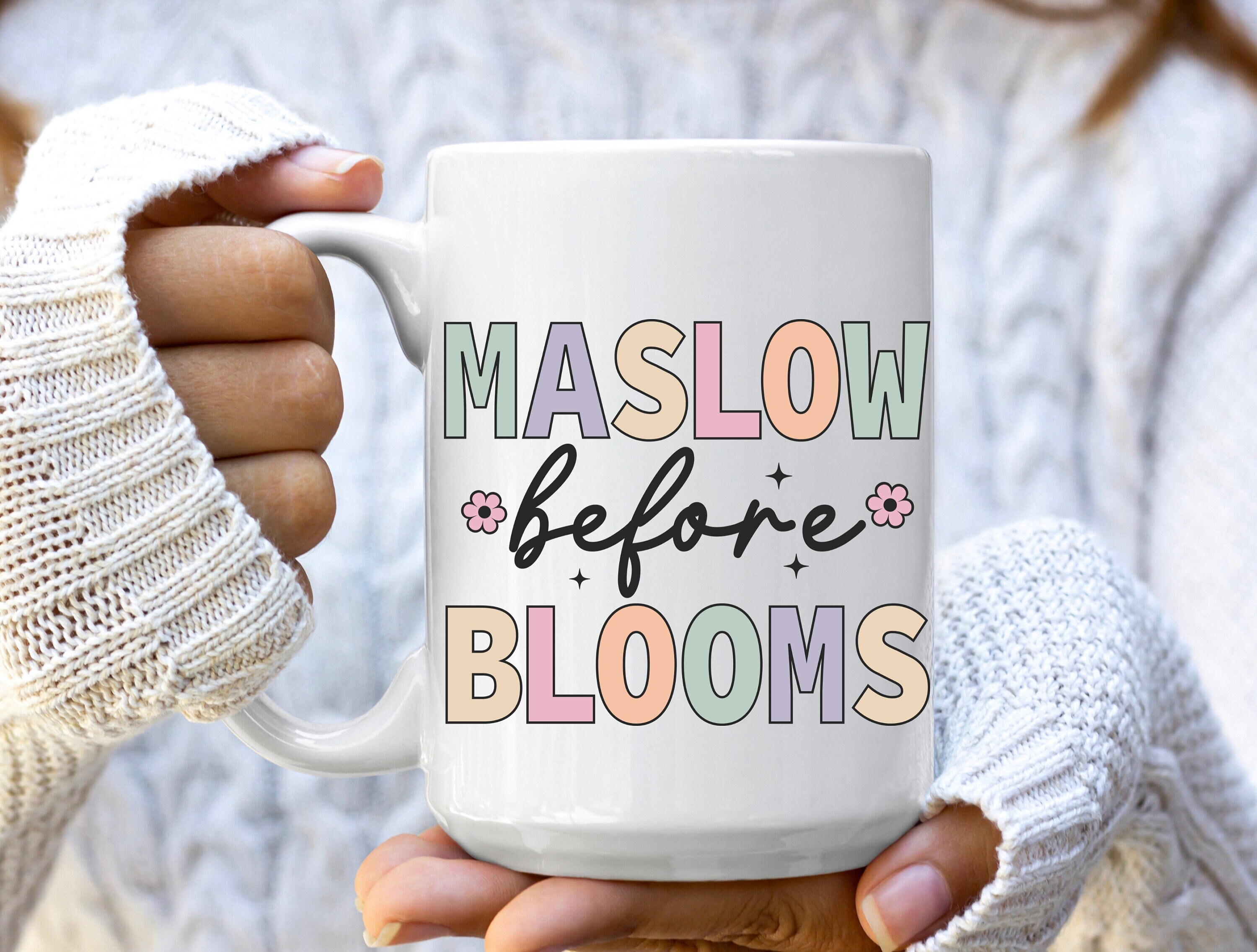 Maslow Before Blooms Coffee Cup, Retro Floral Mental Health Coffee Mug ...