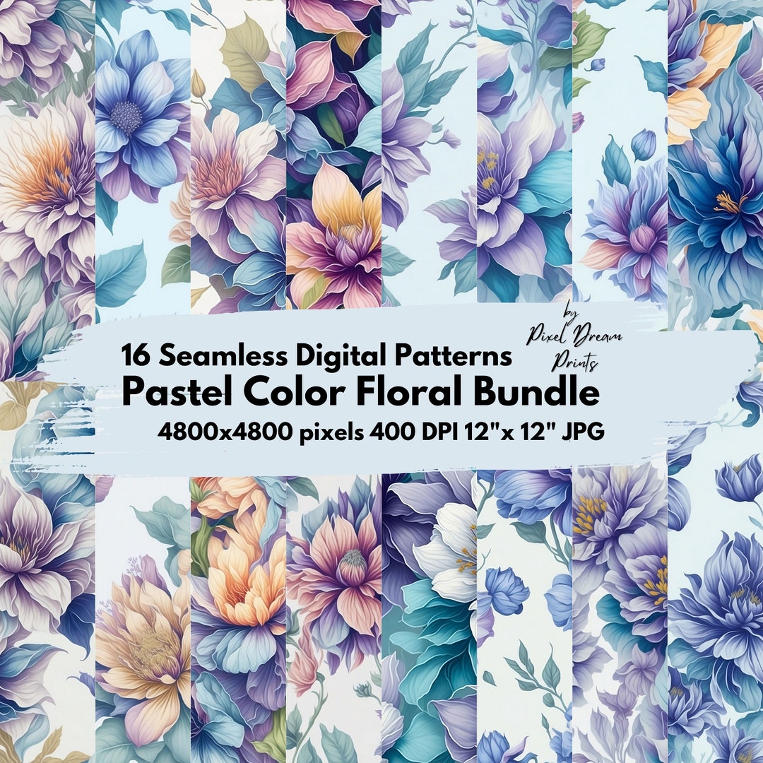 Pastel Color Floral, Seamless Pattern, Digital Paper, for DIY Crafts ...