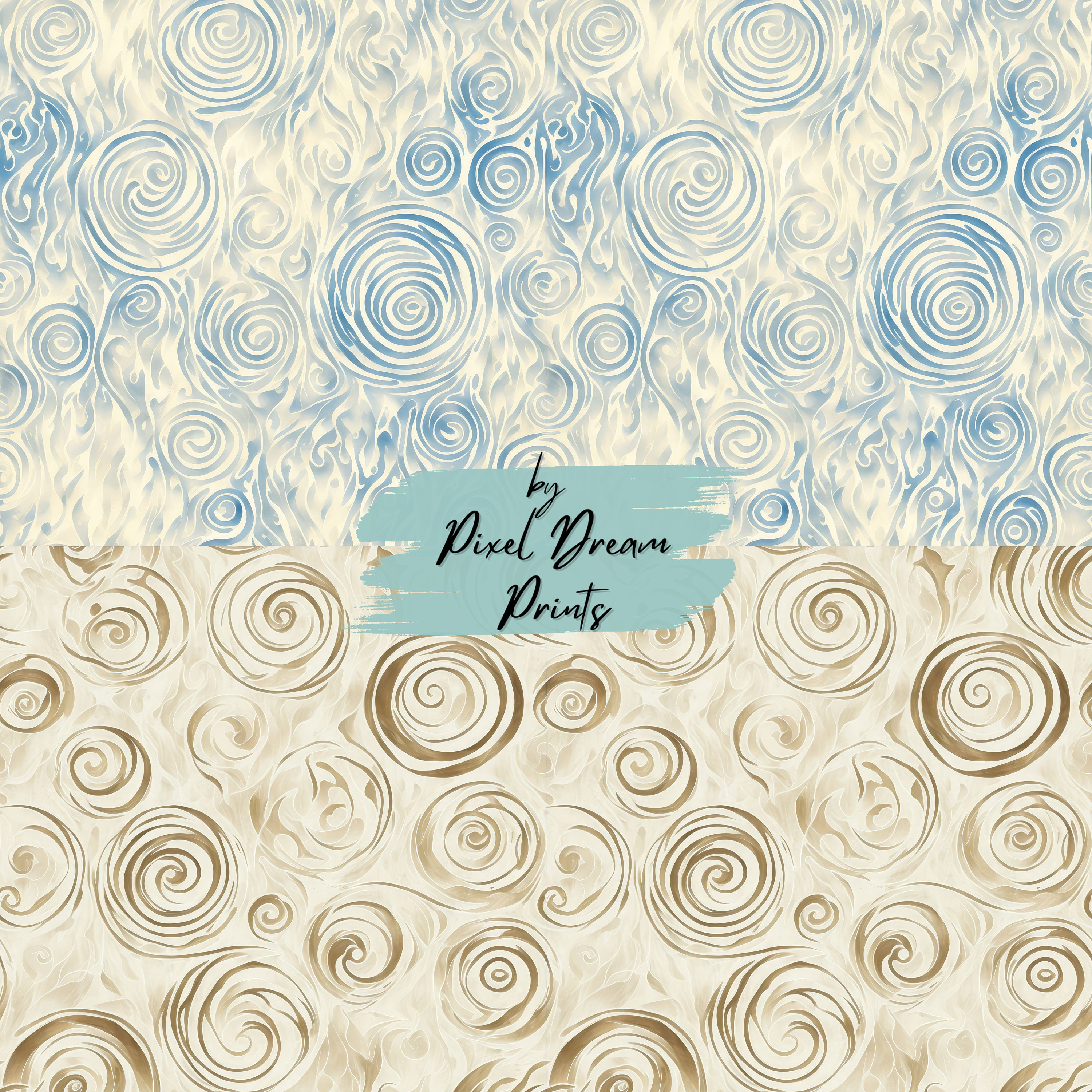 Spirals and Swirls Watercolor, Seamless Pattern, Digital Paper, DIY ...