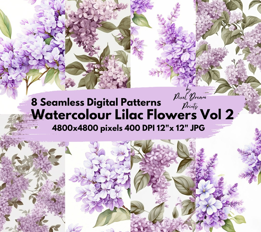 Watercolour Lilac Flowers Vol.2, Seamless Pattern, Digital Paper, for ...