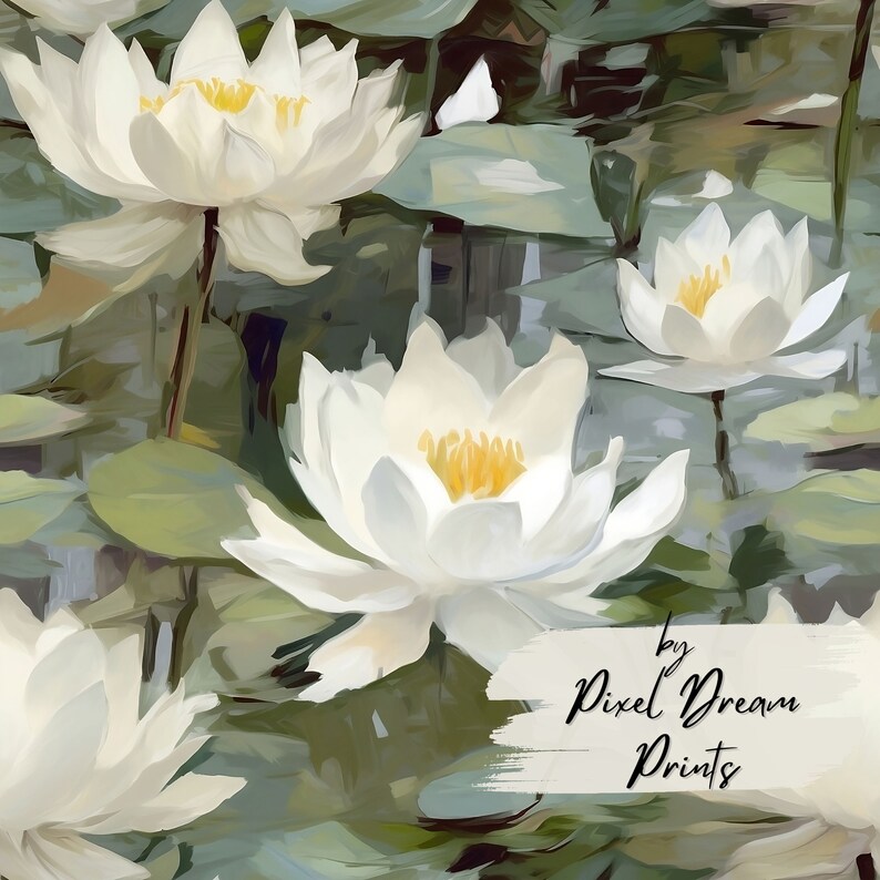 Water Lilies Flowers, Seamless Pattern, Digital Paper, for DIY Crafts ...