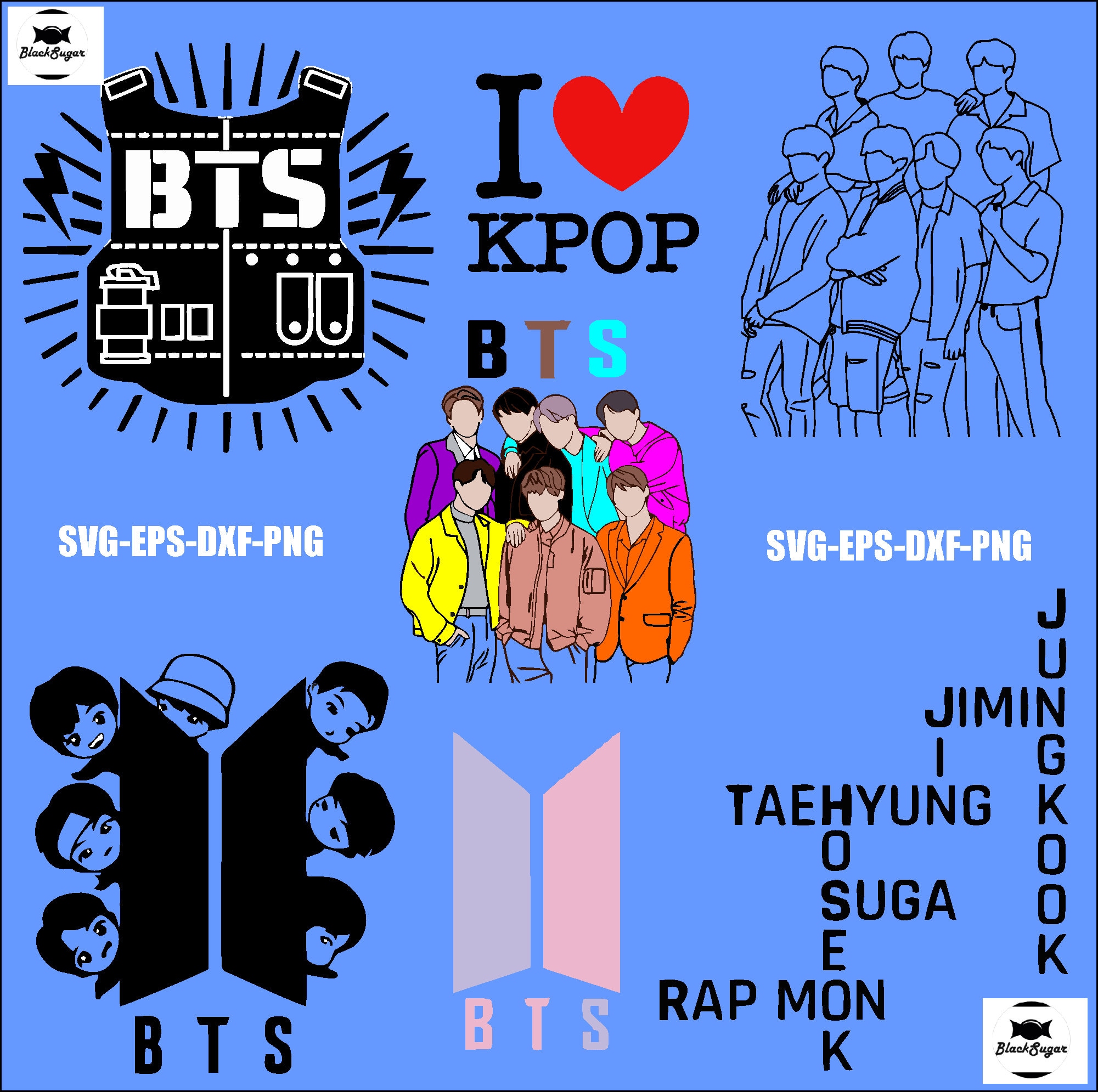 BTS svg bundle Bts png KPop svg files for cricut bt21 svg - Etsy Portugal
