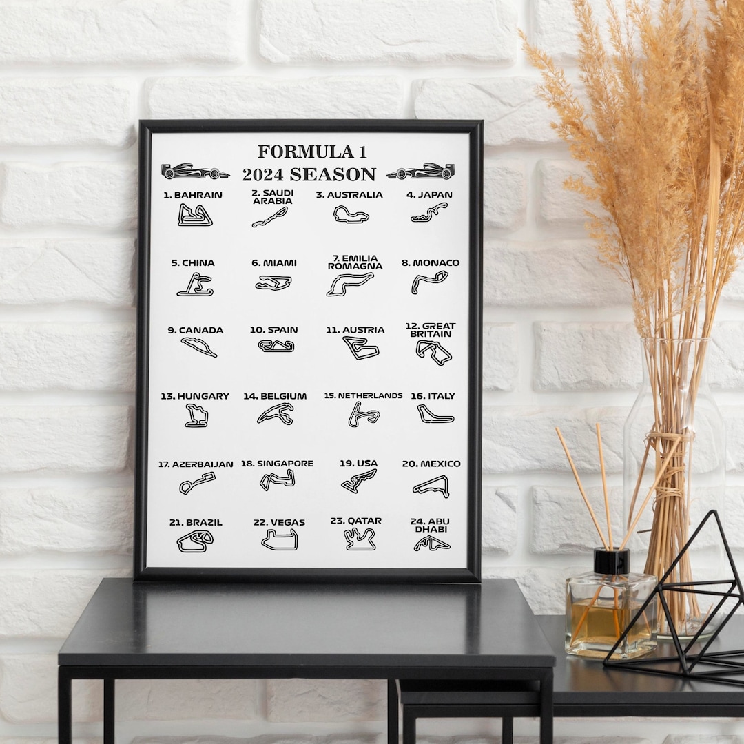Calendrier F1 2024 Art mural Formule 1 Cadeaux Formule 1 Affiche de ...