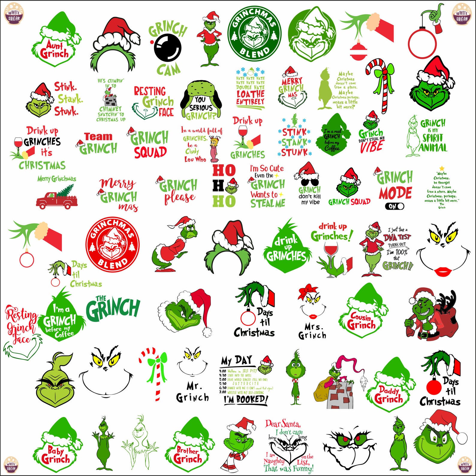 Grinch Face Svg, Grinch Hand, Grinch SVG Bundle, Grinch Ornament ...