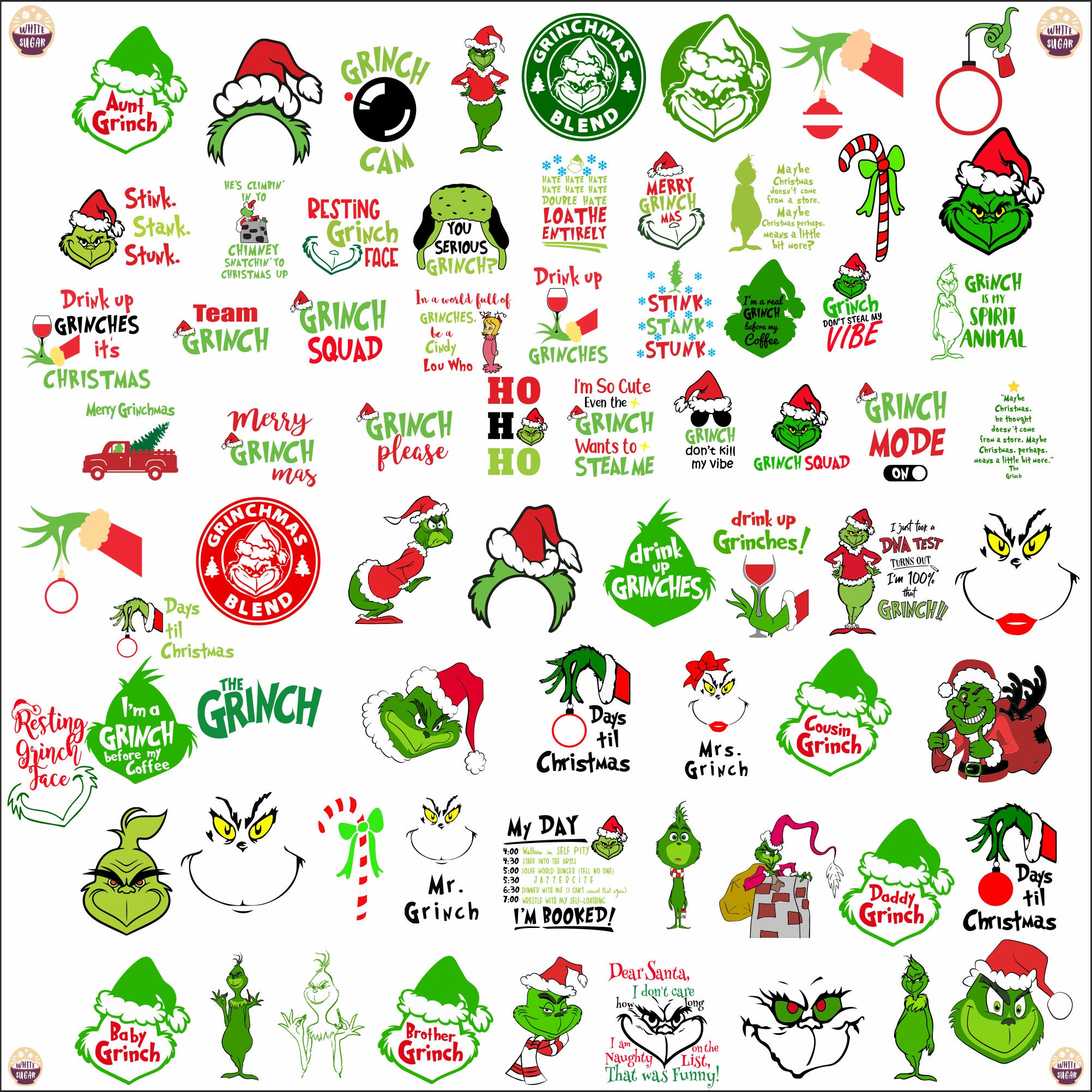 Grinch Face Svg, Grinch Hand, Grinch SVG Bundle, Grinch Ornament ...