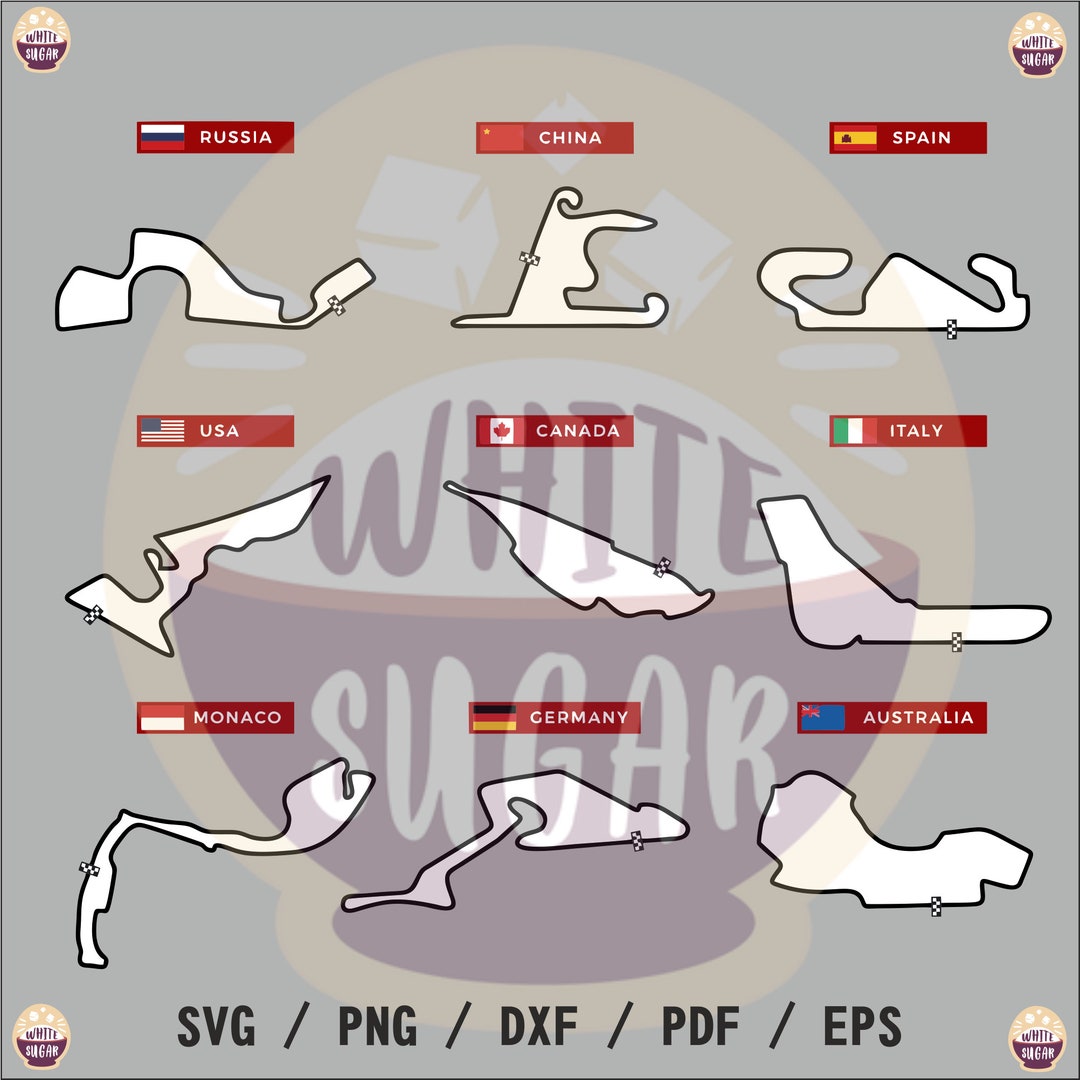 Formula 1 Race Tracks Vector, Grandprix Clipart, Racetracks SVG Bundle ...