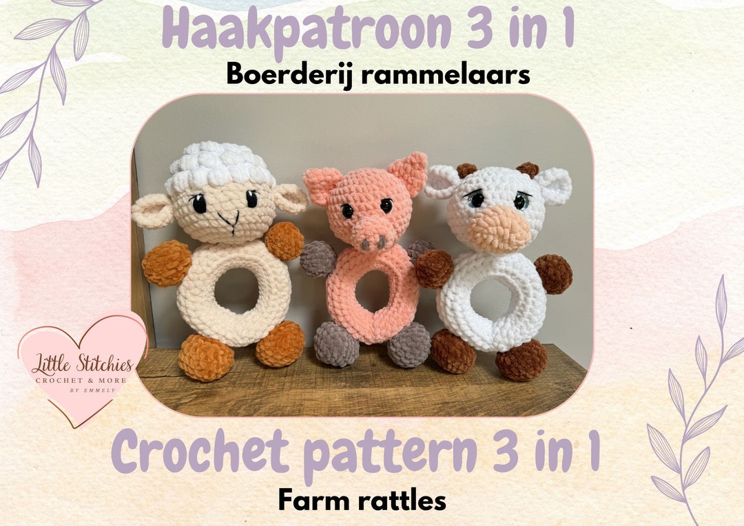 Crochet Pattern Farm Rattles. PDF Dutch and English - Etsy