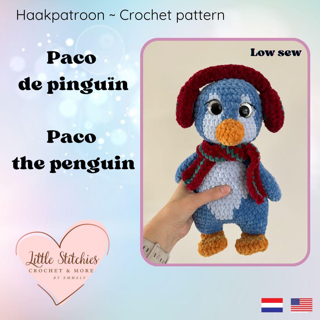 Crochet Pattern Paco the Penguin With Ear Warmers and Scarf. PDF File ...