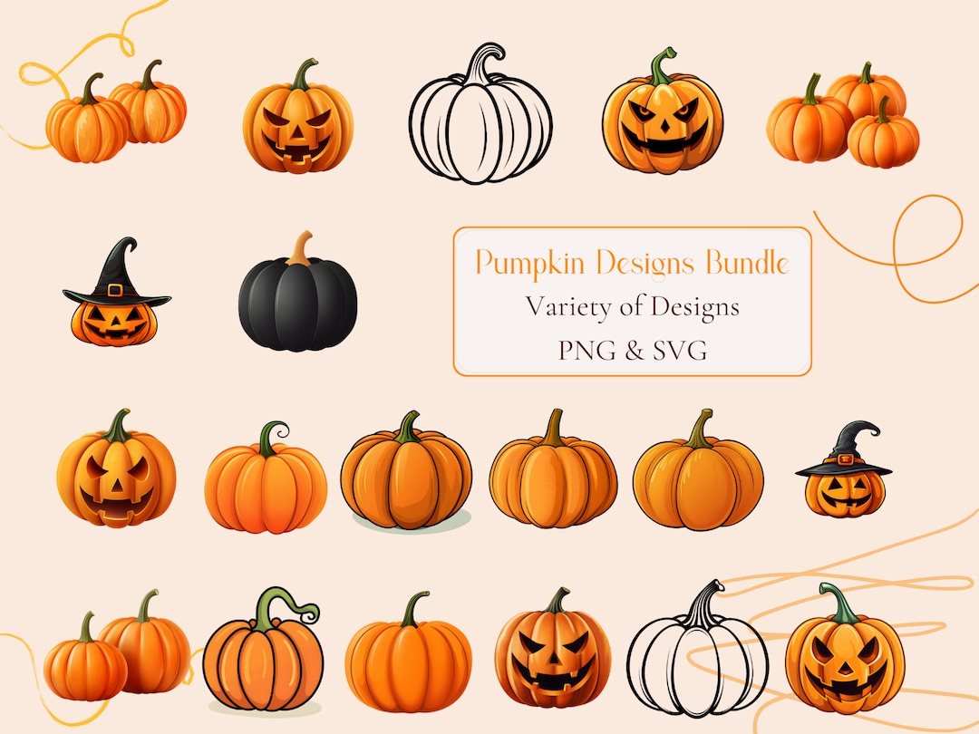 40 Pumpkin Designs SVG & PNG Bundle. Clip Art. Commercial Use. - Etsy
