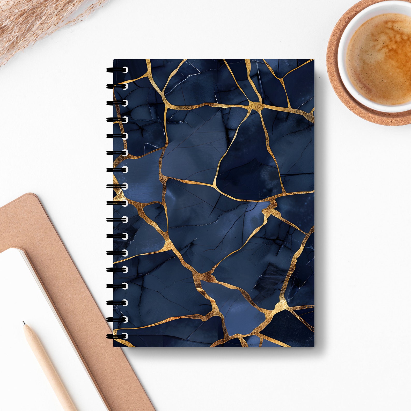 Kintsugi Pattern PNG SVG Blue Kintsugi Digital Pattern Wallpaper ...