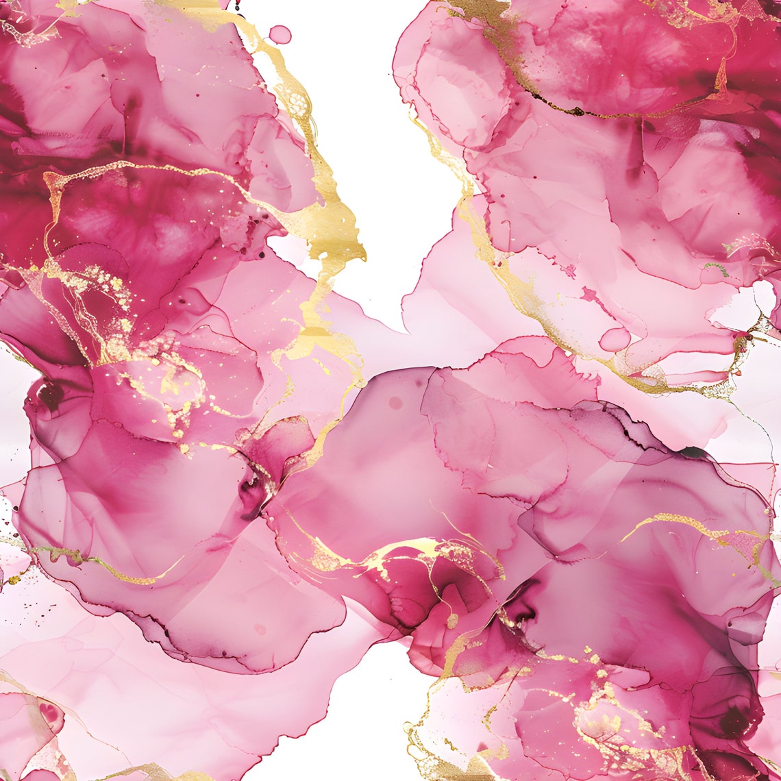 Pink, White & Gold Alcohol Ink Patterns. Digital Pattern. PNG/SVG ...