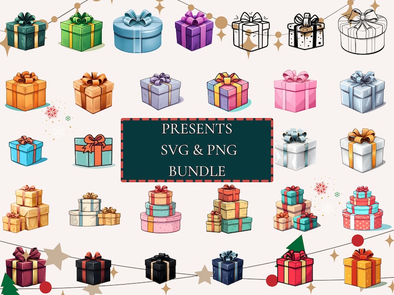 Present Designs SVG PNG Gift Bundle Present Clip Art Gift Transparent ...